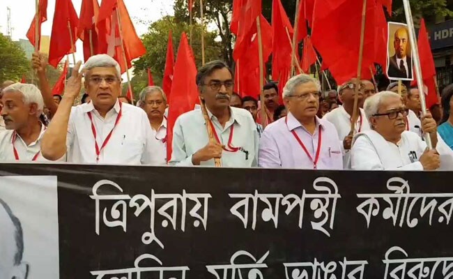 CPM Leaders Out On Kolkata Streets After Lenin Statues Razed In Tripura