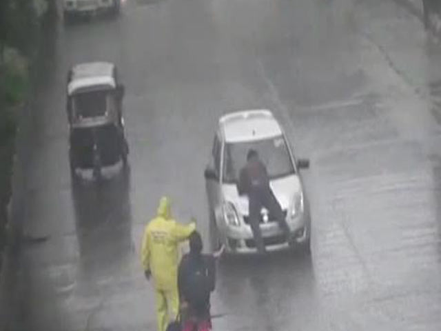 Mumbai CCTV Shows Blazing Road Rage, Man Clings to Wipers of Car