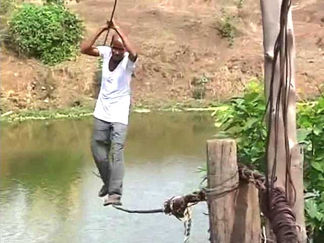 Two Ropes - The River-Crossing For A Village In Maharashtra